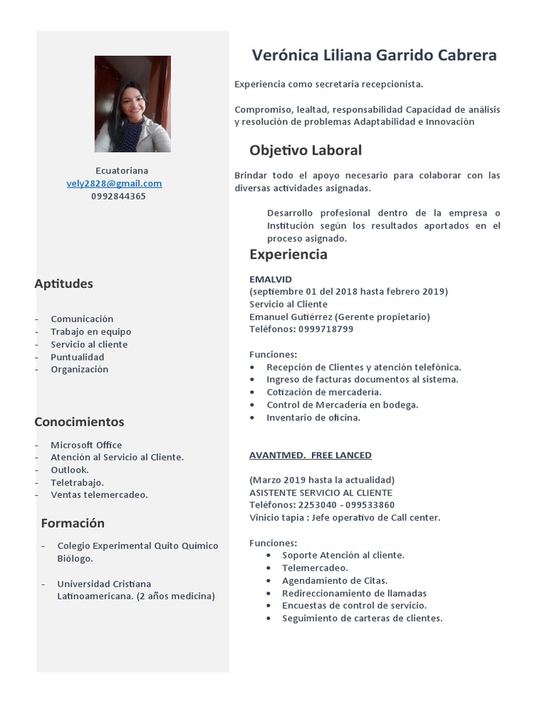 CV Veronica Garrido | PDF | Informática | Business