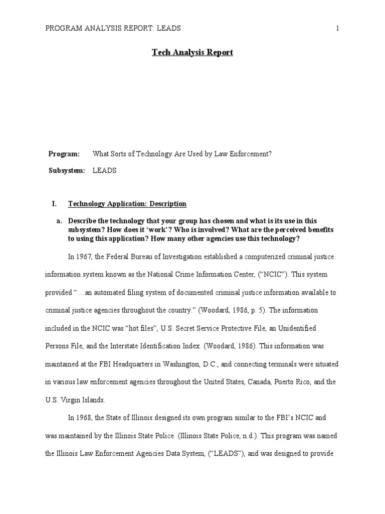 Tech Analysis Report For LEADS | PDF | Police | Detective