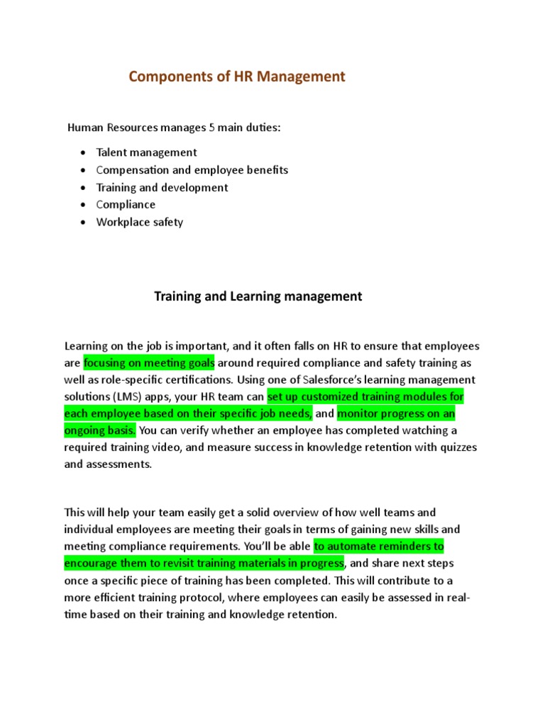Components of HR Management | Download Free PDF | Employment | Business
