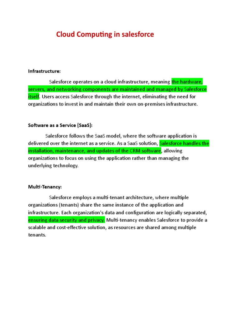 Cloud Computing in Salesforce | PDF | Cloud Computing | Software As A Service