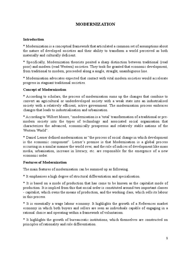 Modernization | PDF | Modernization Theory | Institution