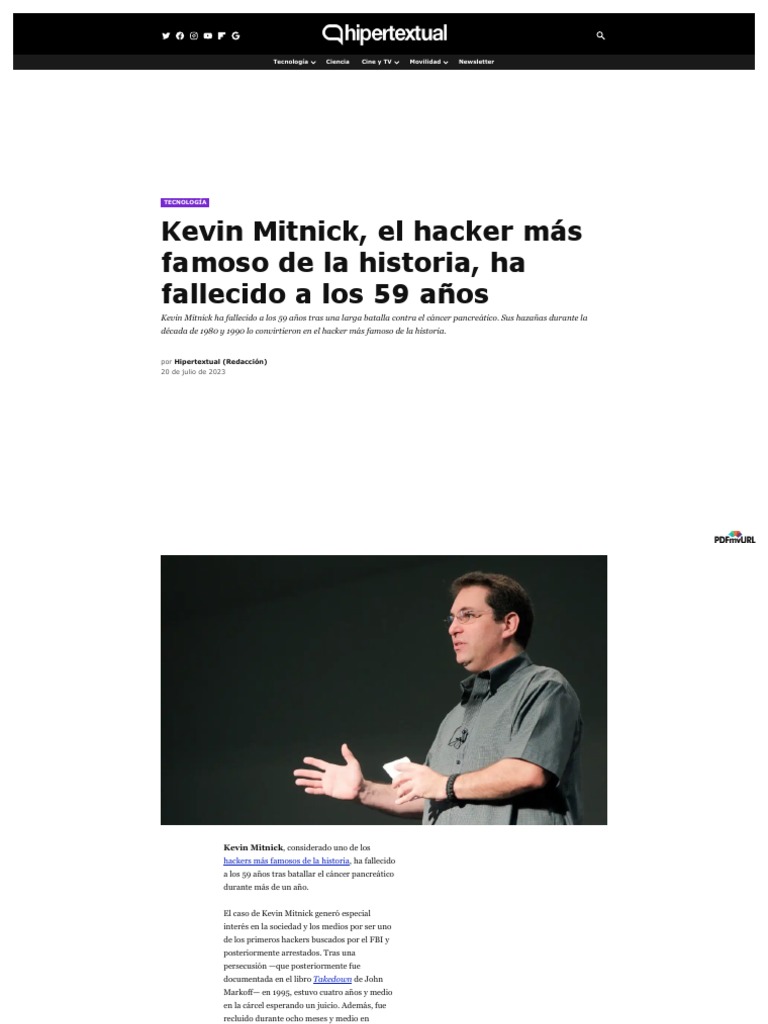 Fallece Kevin Mitnick, legendario hacker | PDF | Informática