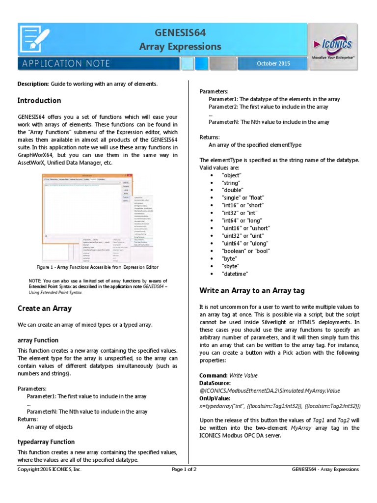 GENESIS64 - Array Expressions | PDF | Parameter (Computer Programming ...