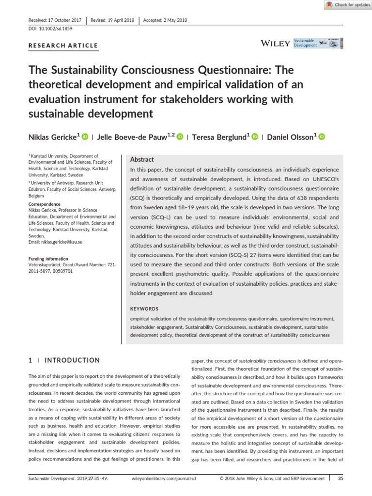 Sustainable Development - 2018 - Gericke - The Sustainability ...