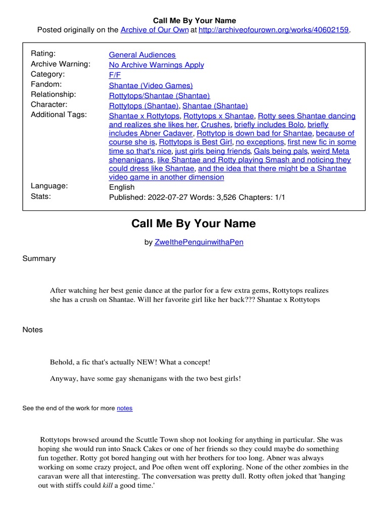 Call Me by Your Name | PDF