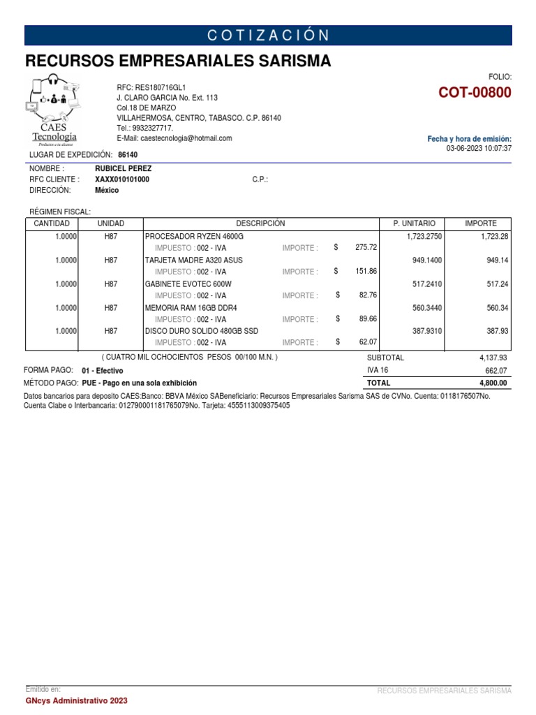 Cotizacion Ryzen | PDF | Bancario | Arquitectura de Computadores