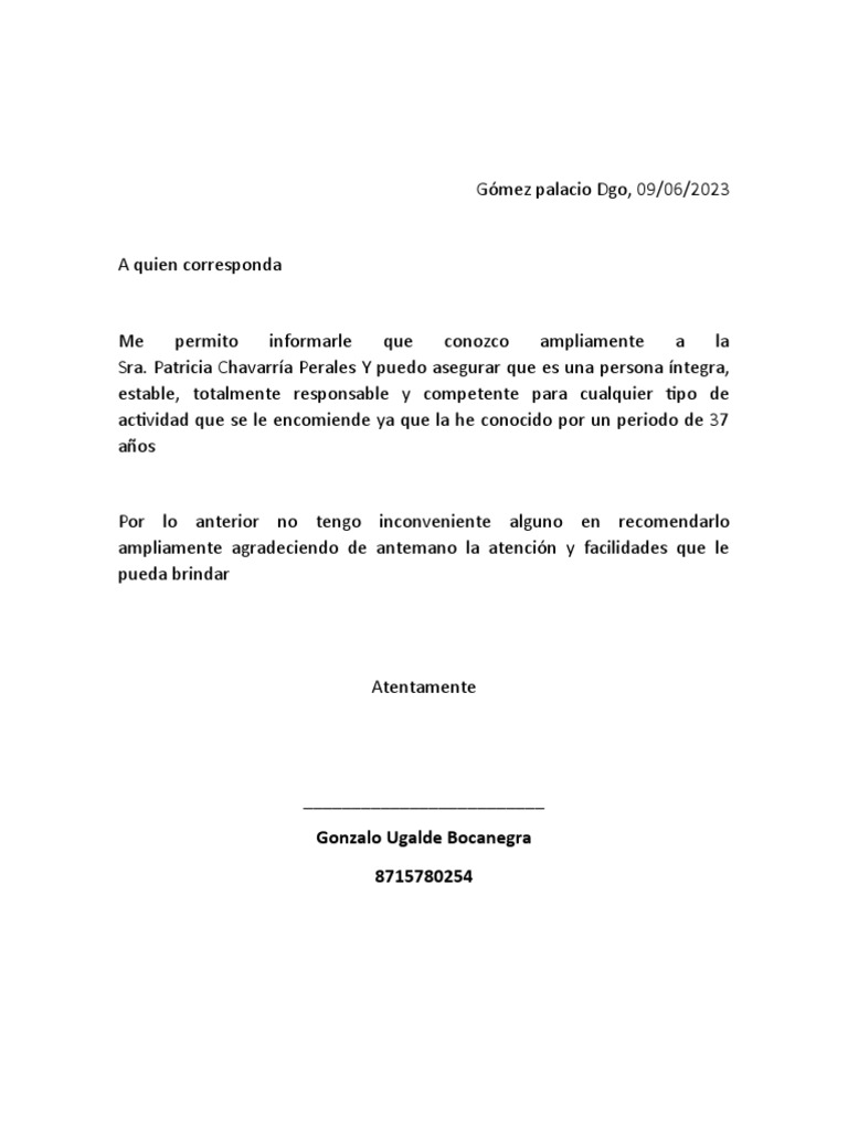 Carta Personal 2 | PDF