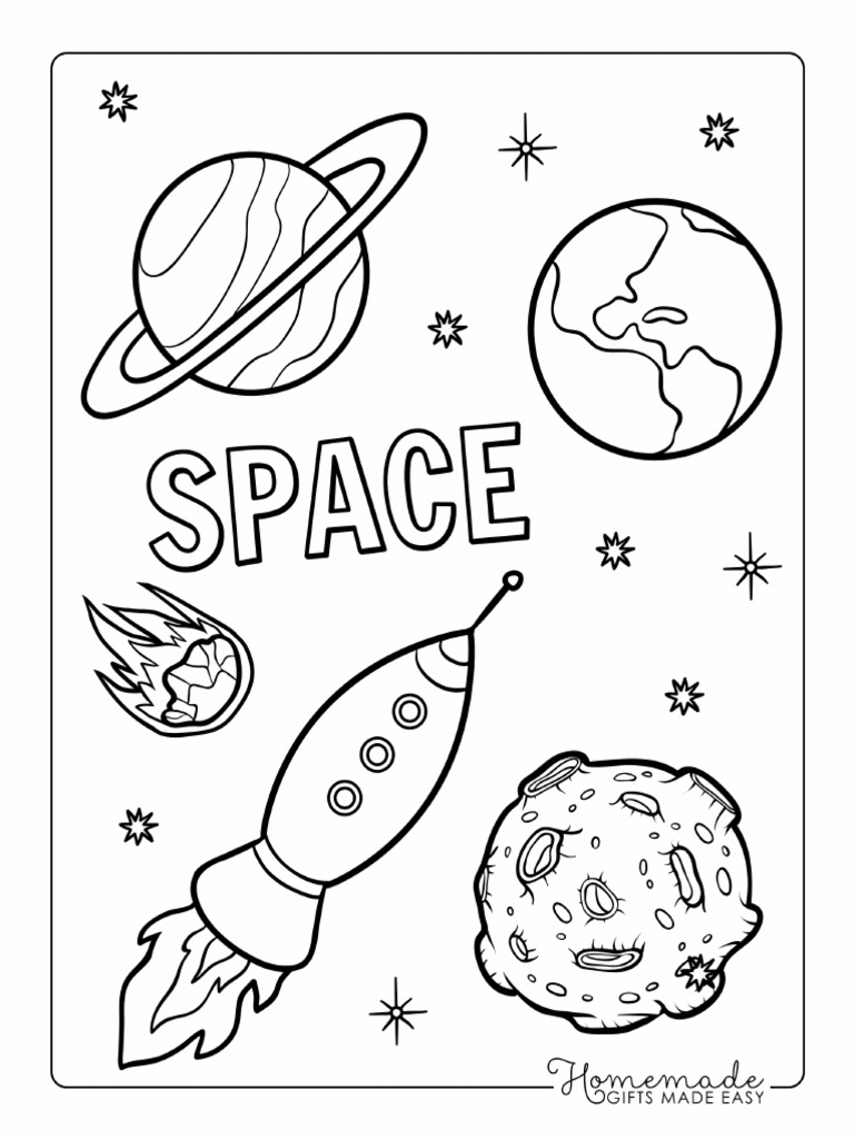Planet Coloring Pages Space Planets Stars Rocket | PDF