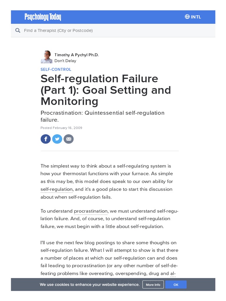 Self-Regulation Failure (Part 1) - Goal Setting and Monitoring ...