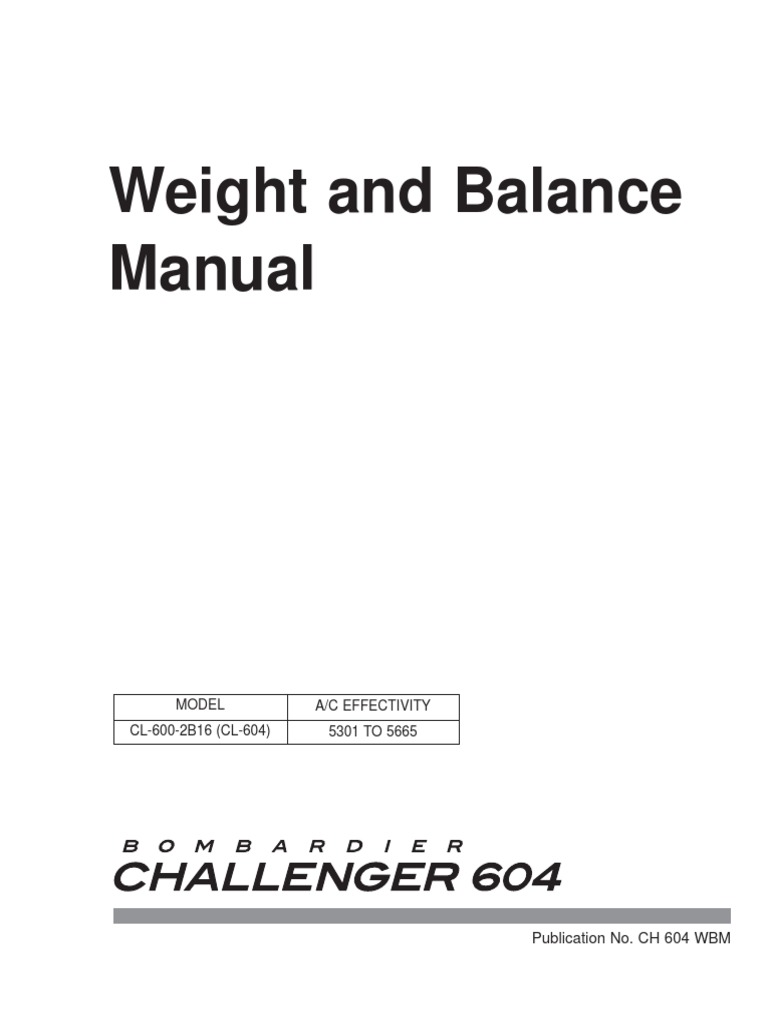 604 Weight & Balance Manual | PDF | Landing Gear | Aerospace