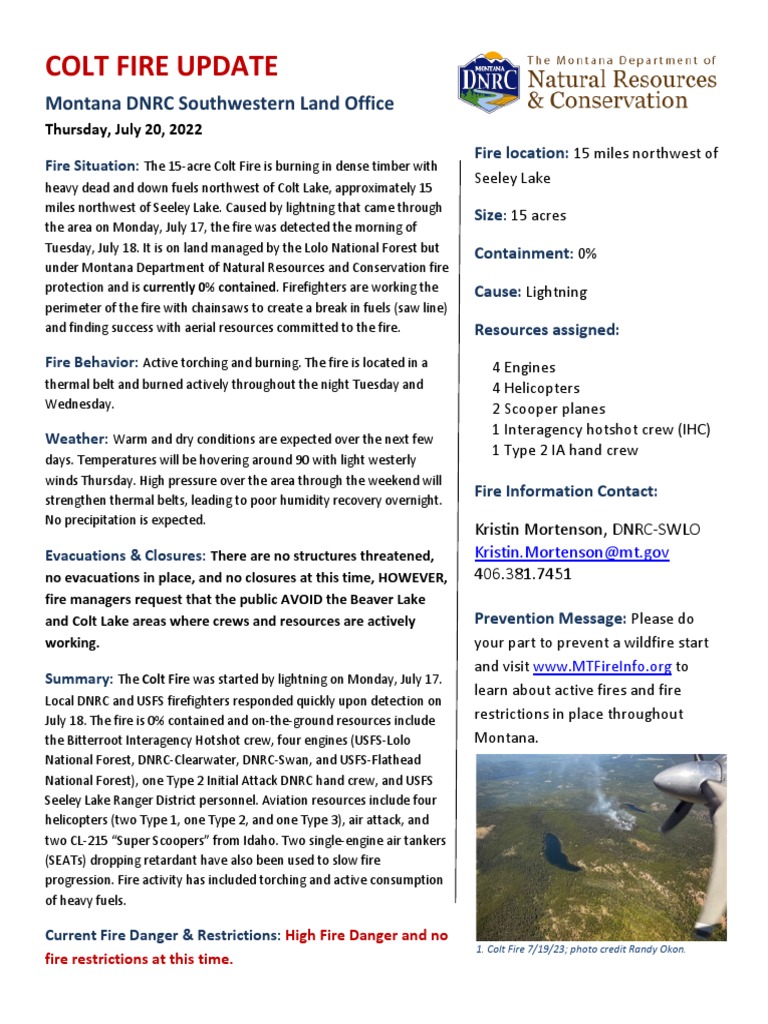 Colt Fire Update - 7!20!23 | PDF | Fires | Hazards