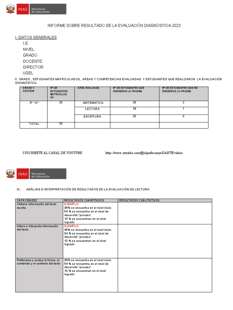 3° Informe De La Evaluación Diagnostica 2023 Pdf Evaluación 3871