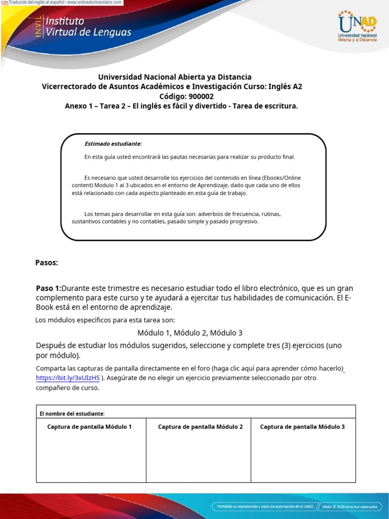 Anexo 1 - Task 2 - English Is Easy and Fun Writing Task - En.es | PDF