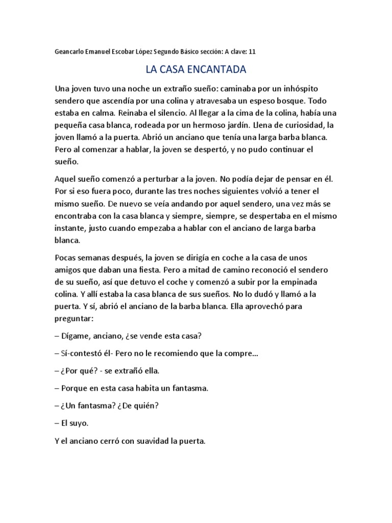 La Casa Encantada Cuento | PDF | Novela negra, policíaca y suspenso ...