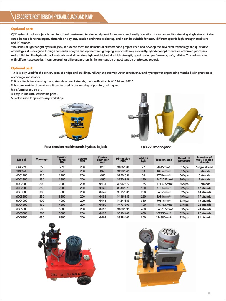 Hydraulic Jack From Lead Equipment | PDF | Prestressed Concrete ...