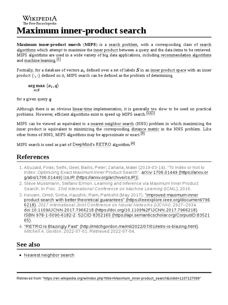 Maximum Inner-Product Search | PDF