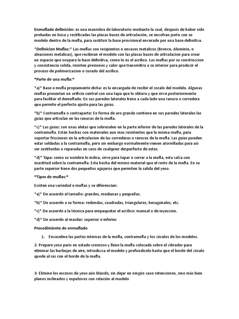 Guía de Enmuflado y Acrilizado | PDF | Dentadura postiza | Yeso