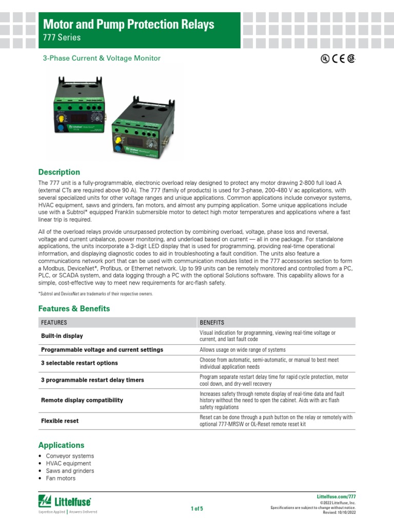 777 Datasheet | PDF | Relay | Alternating Current