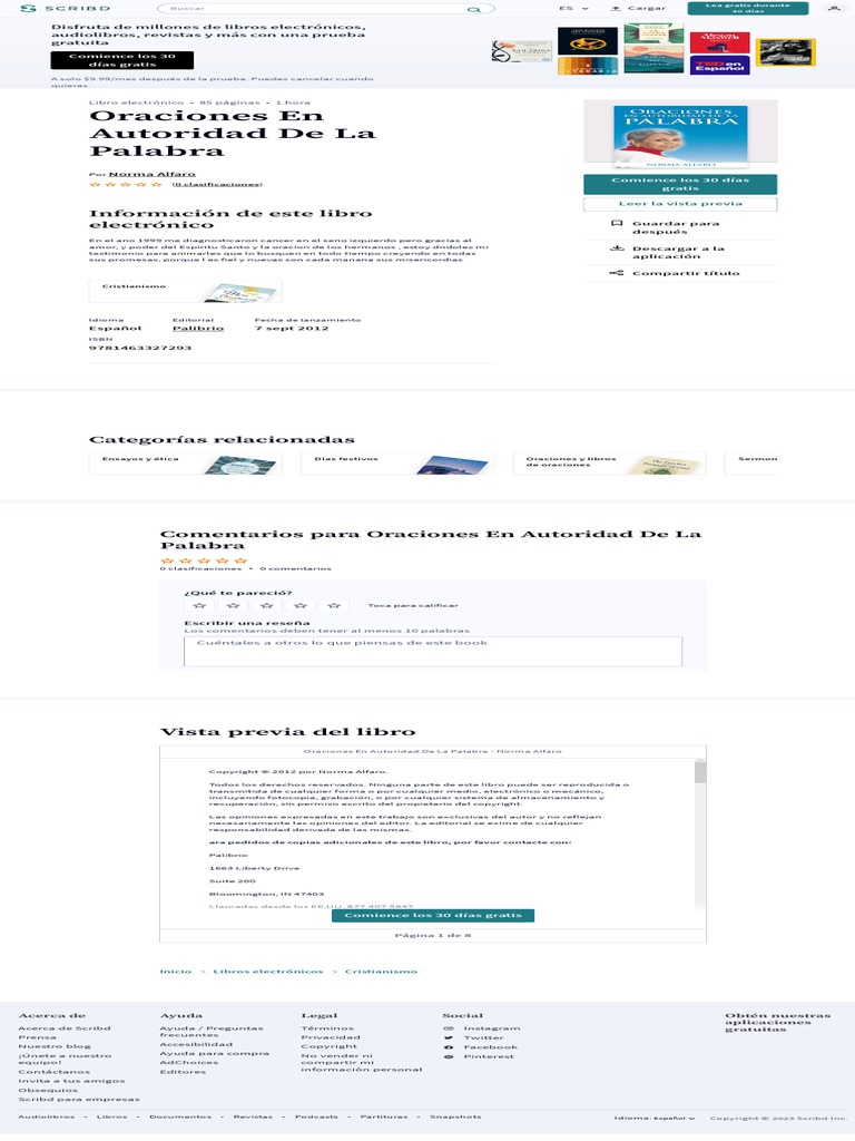 Lee Oraciones en Autoridad de La Palabra de Norma Alfaro - Libro Electrónico - Scribd | PDF ...