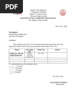 Sample LETTER OF REQUEST FOR SCHOOL FORM 137 | PDF