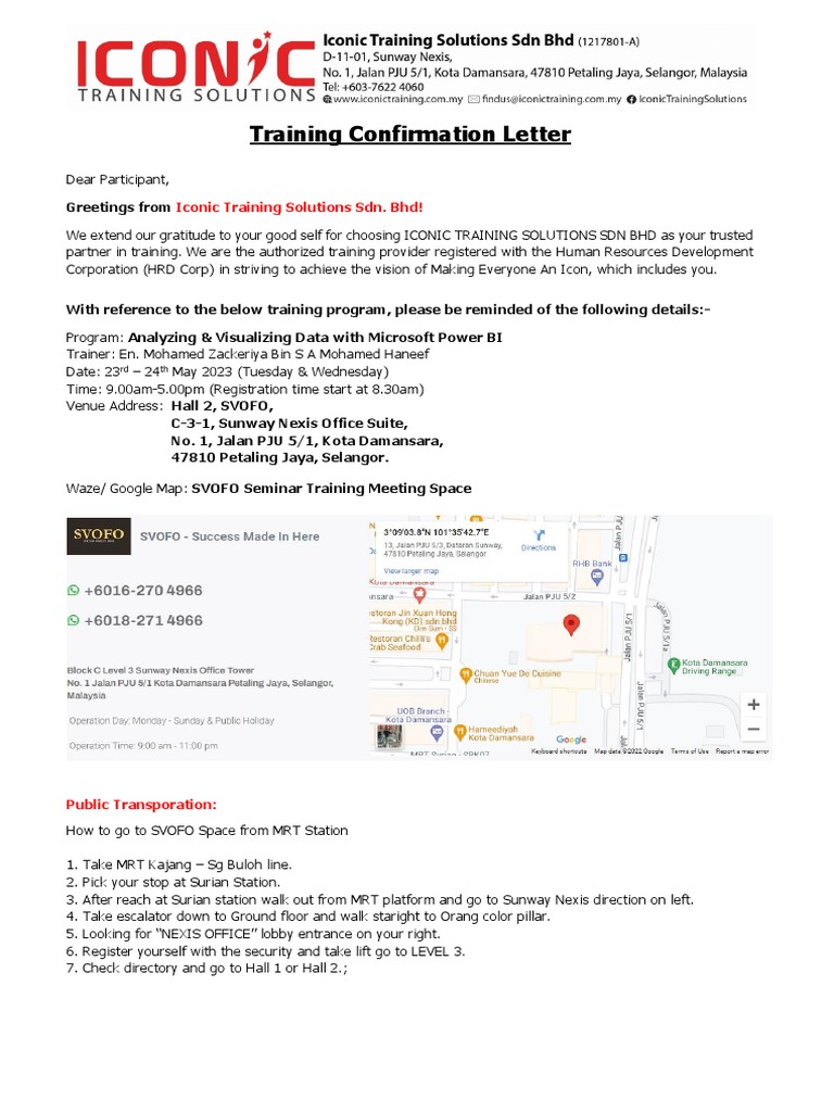 Training Confirmation Letter - Analyzing & Visualizing Data With ...