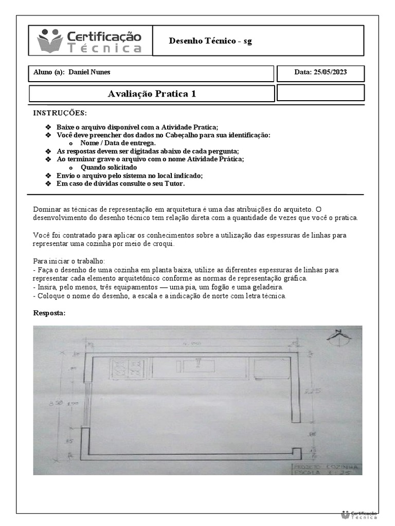 Atividade Pratica - desenho tec- Daniel Nunes | PDF