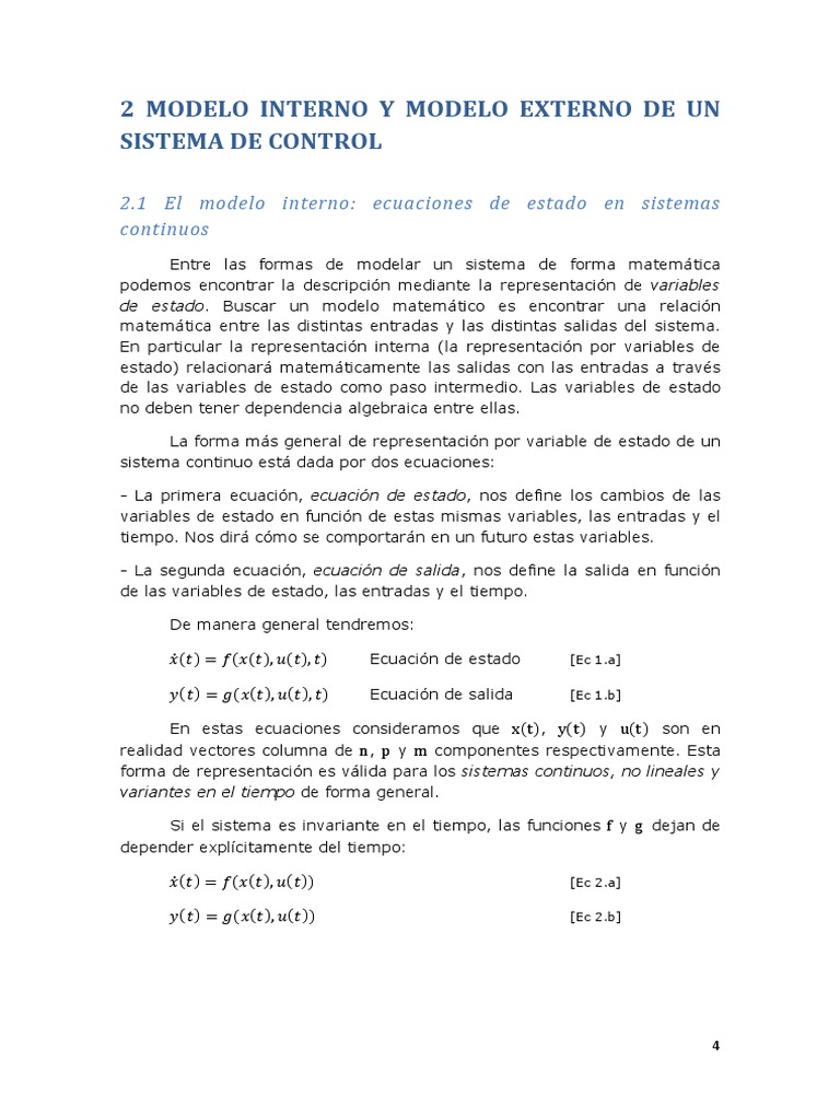 Modelo Interno y Modelo Externo de Un Sistema de Control | PDF ...