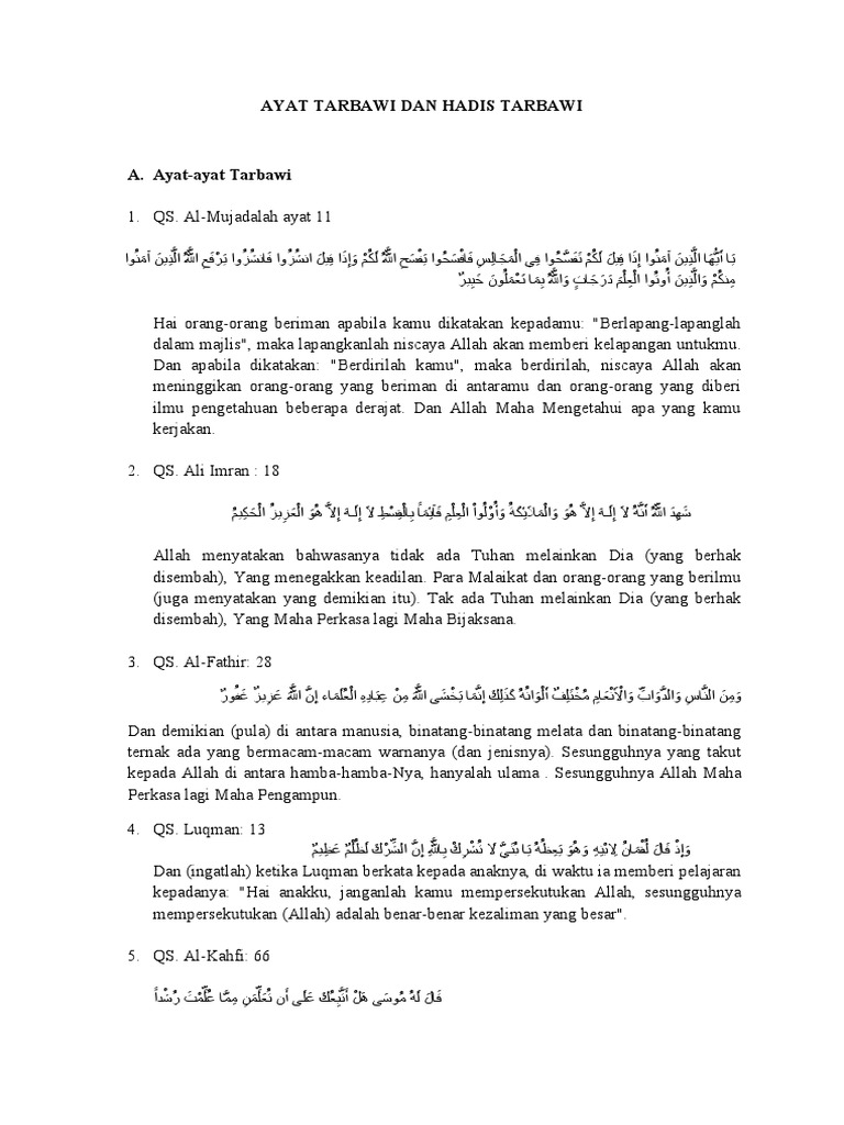 Ayat Dan Hadis Tarbawi | PDF