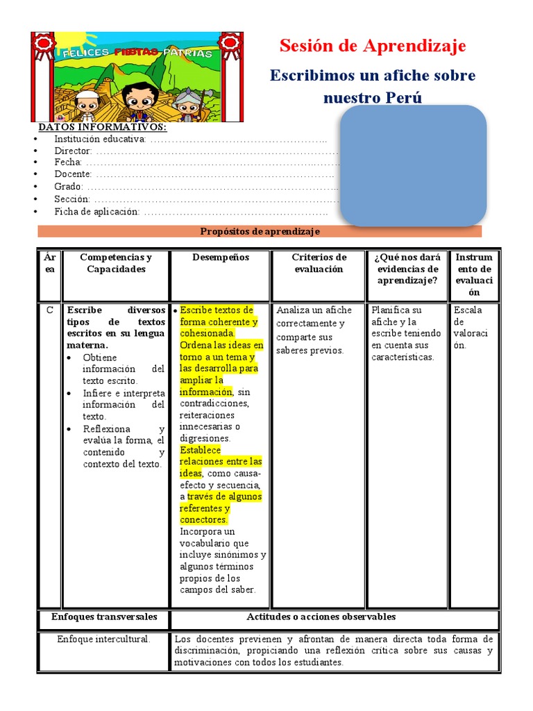 3° Sesión Día 5 Com Escribimos Un Afiche Sobre Nuestro Perú - Refuerzo Escolar Unidad 5 Semana 2 ...