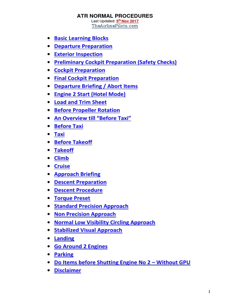 Atr Normal Procedures | PDF | Takeoff | Aerospace