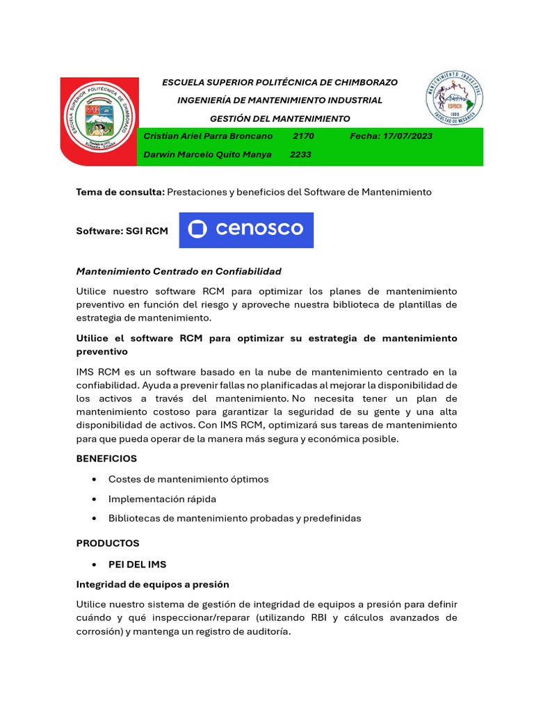 Ims RCM Cenosco | Descargar gratis PDF | Software | Software como servicio