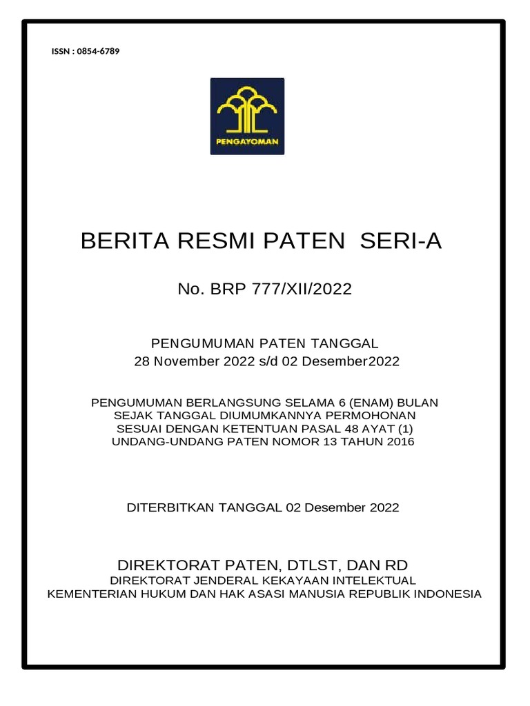 Berita Resmi Paten Seri-A | PDF