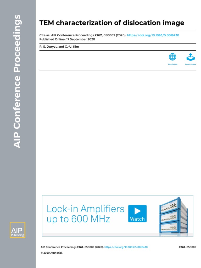 TEM Characterization of Dislocation Image | PDF | Transmission Electron ...