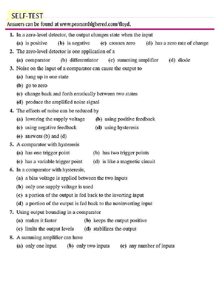 MCQ2 Op-Amp | PDF | Teaching Methods & Materials