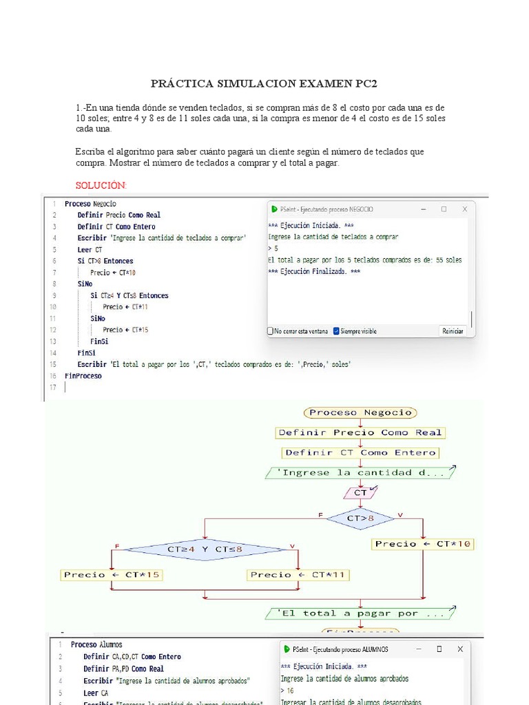 Practica Simulacion Examen Pc2-Algoritmos | PDF