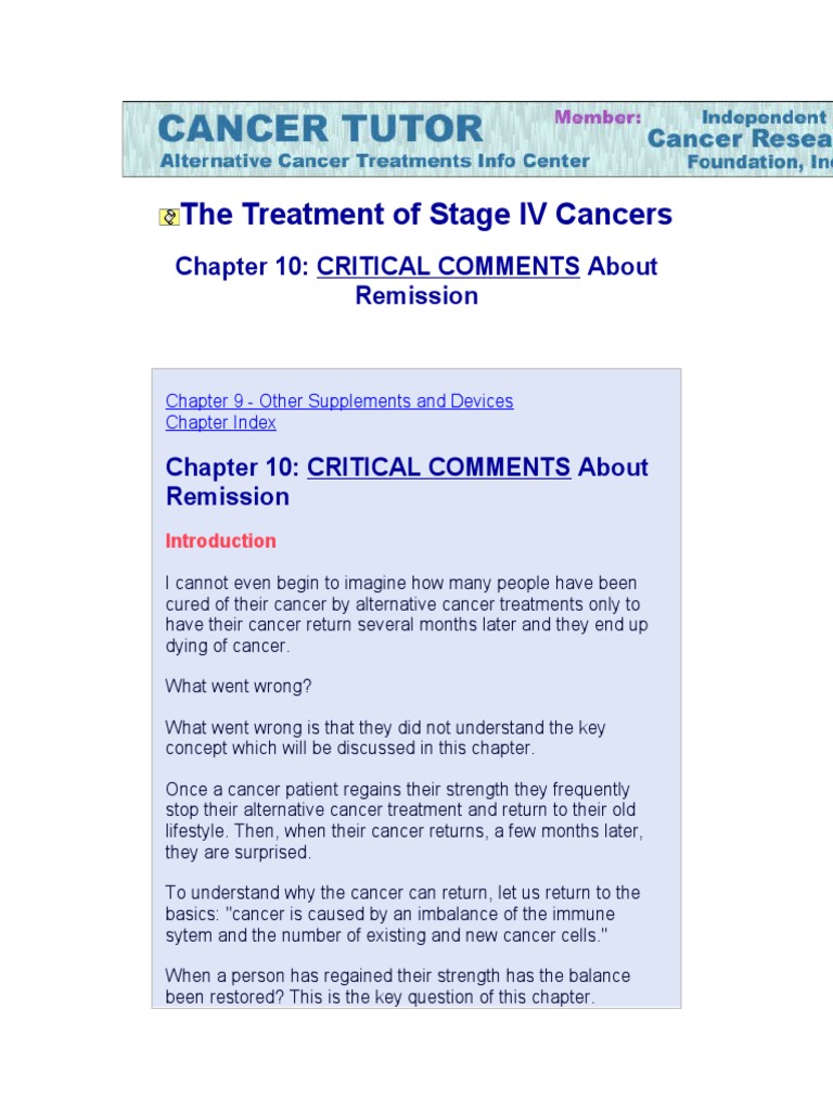 The Treatment of Stage IV Cancers | PDF | Cancer | Chemotherapy