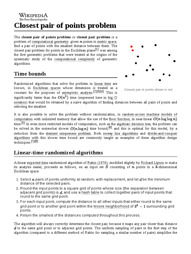 Closest Pair Of Points Problem Pdf Computer Programming Computing