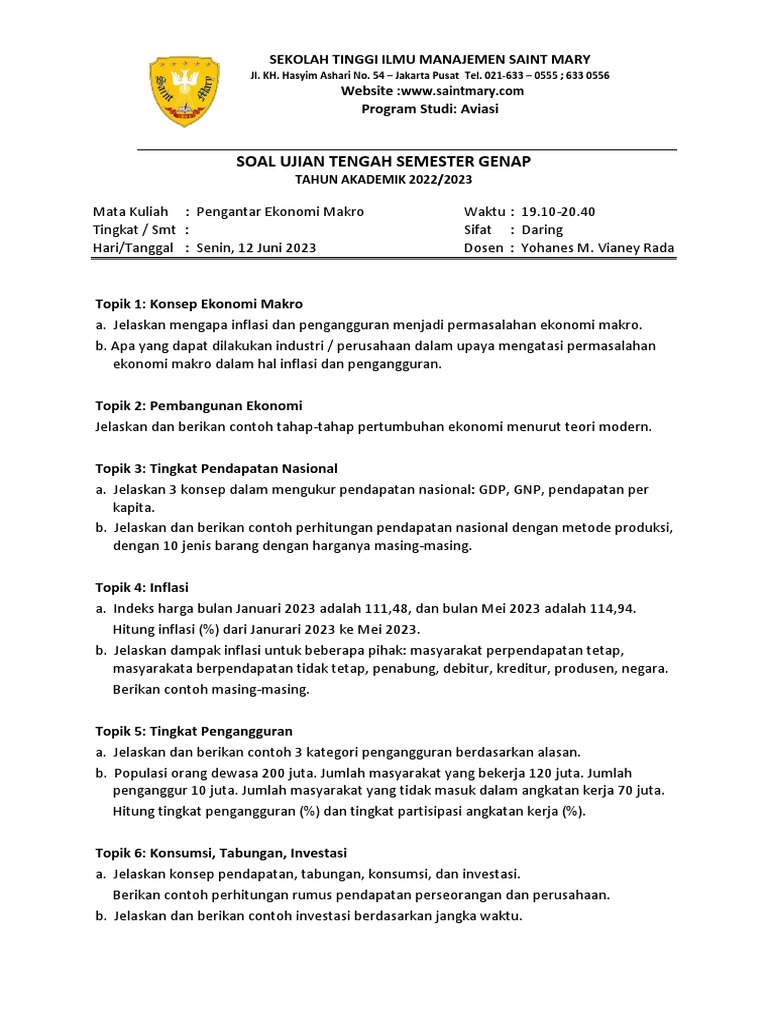 Pengantar Ekonomi Makro - UTS | PDF