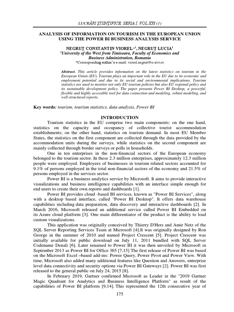 Analysis of Information On Tourism in The European Union Using The Power Bi Business Analysis ...