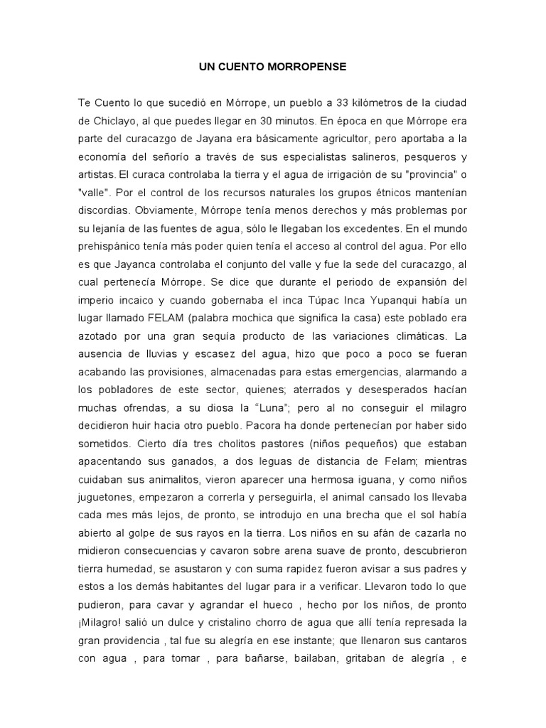 Un Cuento Morropense | PDF | Imperio Inca