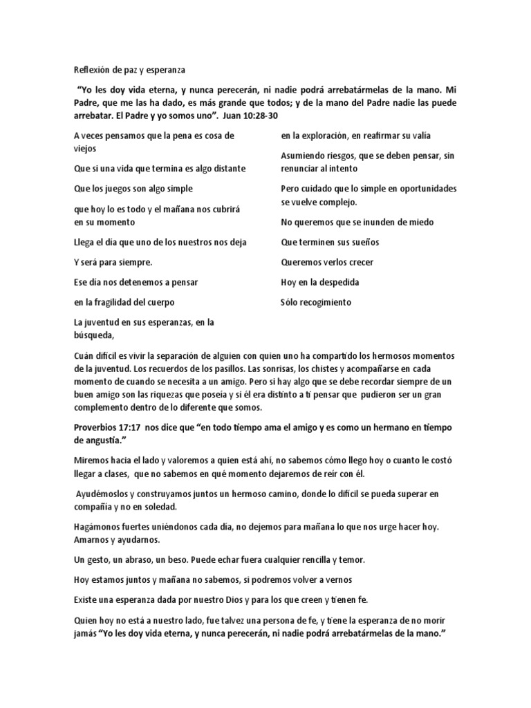 Reflexion Ante La Perdida de Un Amigo | PDF