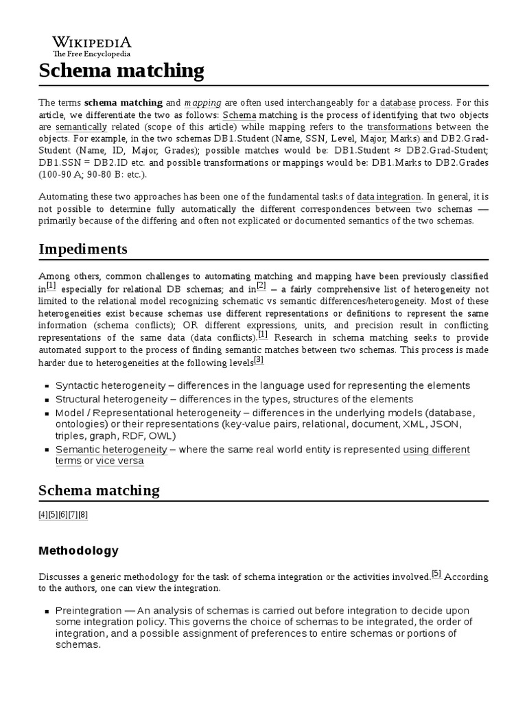 Schema Matching Pdf Cybernetics Information Technology 