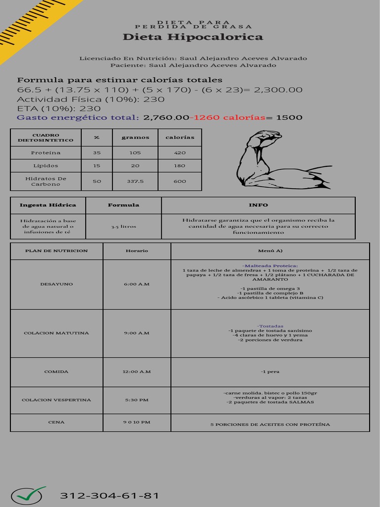 Dieta Hipocalorica | PDF | Nutrición | Dieta y nutrición