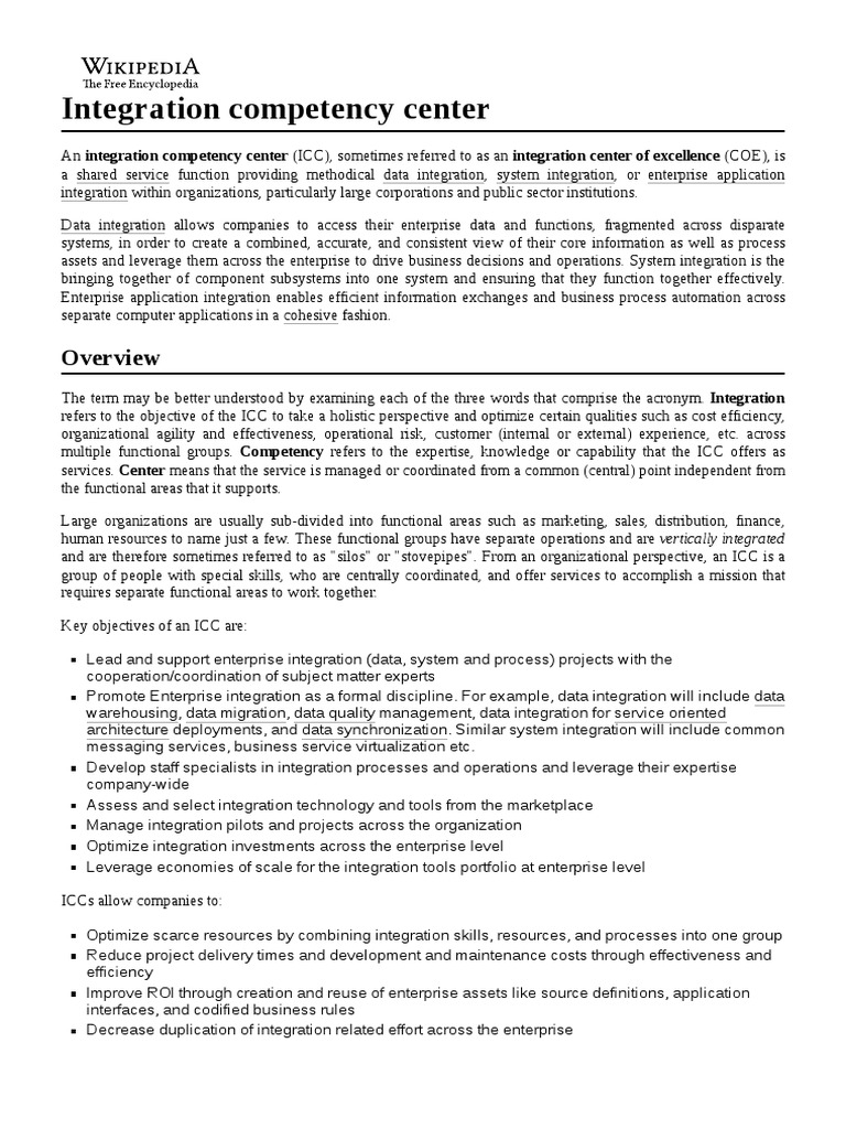 Integration Competency Centers Explained | PDF | Information Technology ...