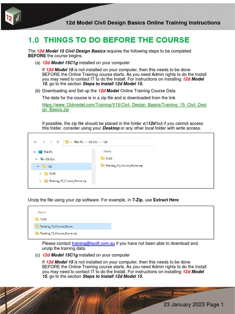 Set Up Instructions Civil Design Basics 12d Model 15 | PDF | Computer ...