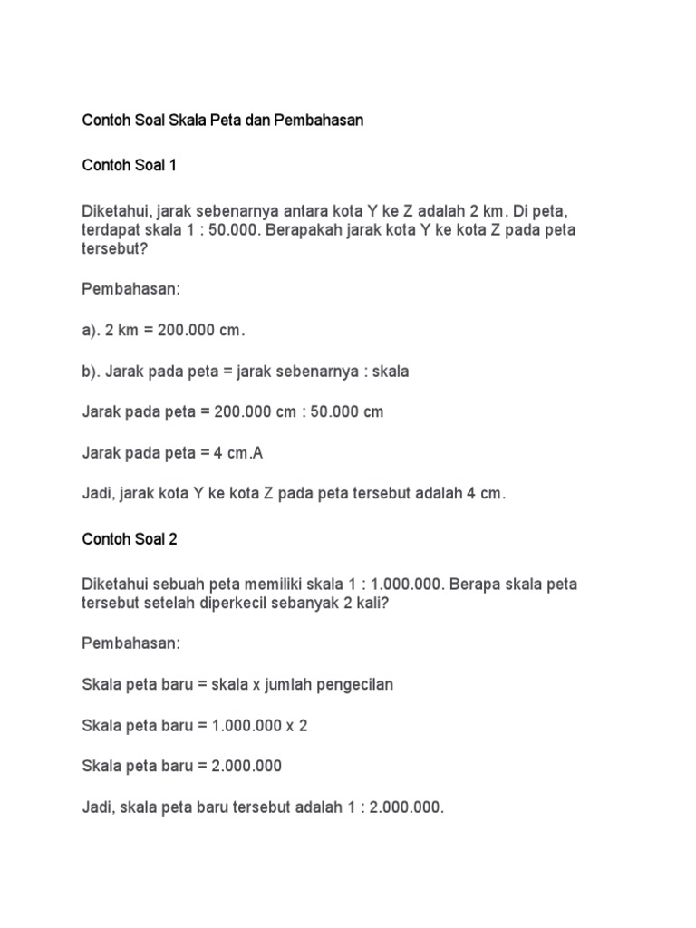 Contoh Soal Skala Peta Dan Pembahasan | PDF