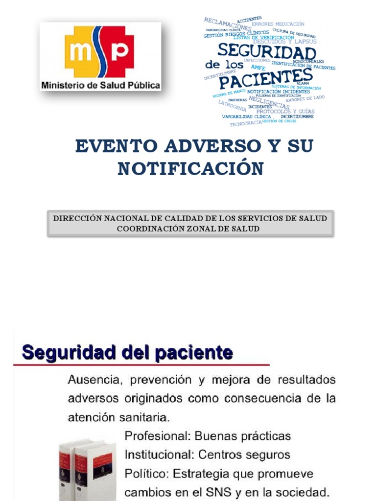 Evento Adverso Notificación, Análisis y Gestión | PDF | Seguridad del paciente | Ciencias de la ...