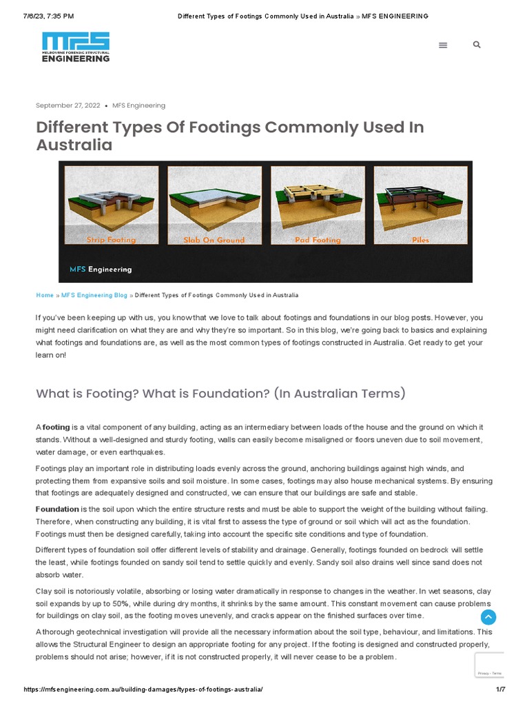 Different Types of Footings Commonly Used in Australia MFS ENGINEERING ...