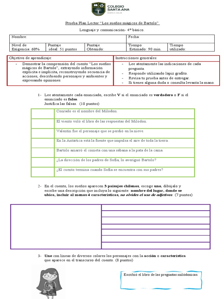 Prueba Plan Lector 4 | PDF