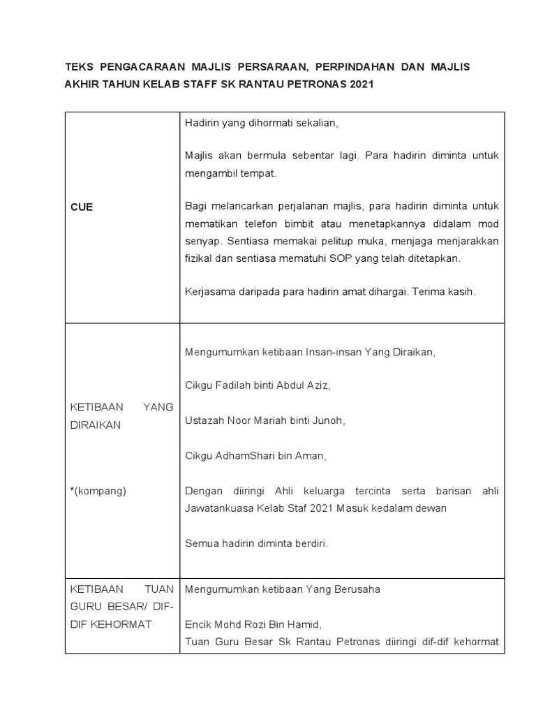 Teks Pengacaraan Majlis Persaraan | PDF
